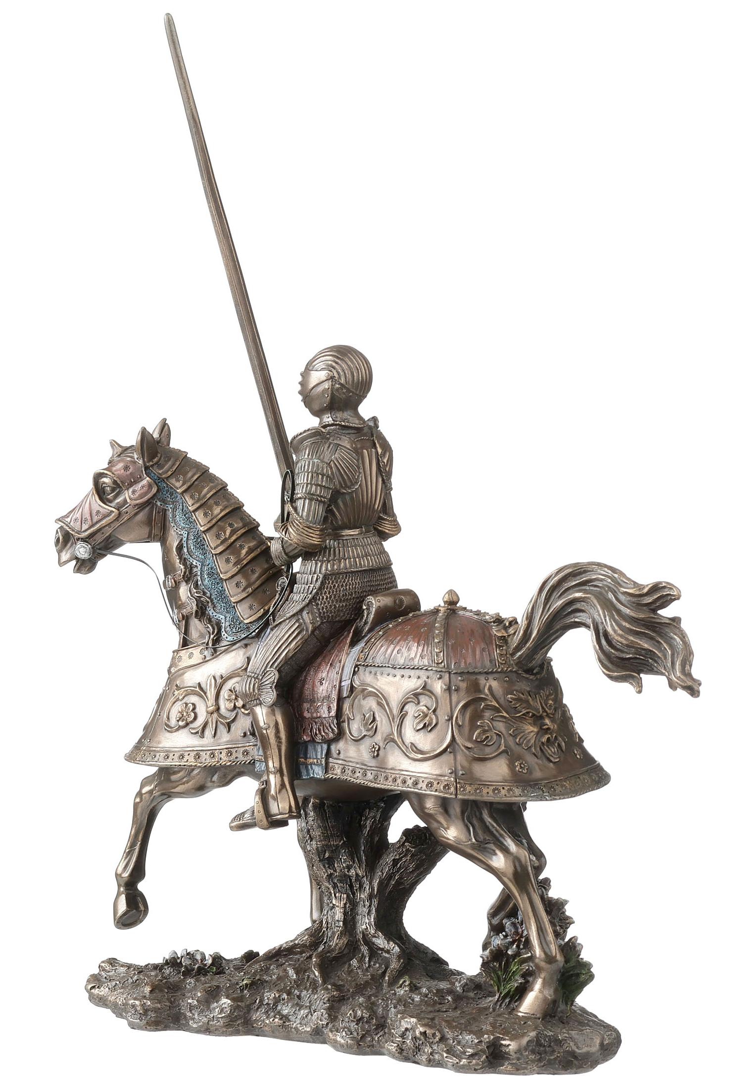 Medieval Armored Knight And Horse With Jousting Lance Bronze Figurine ...