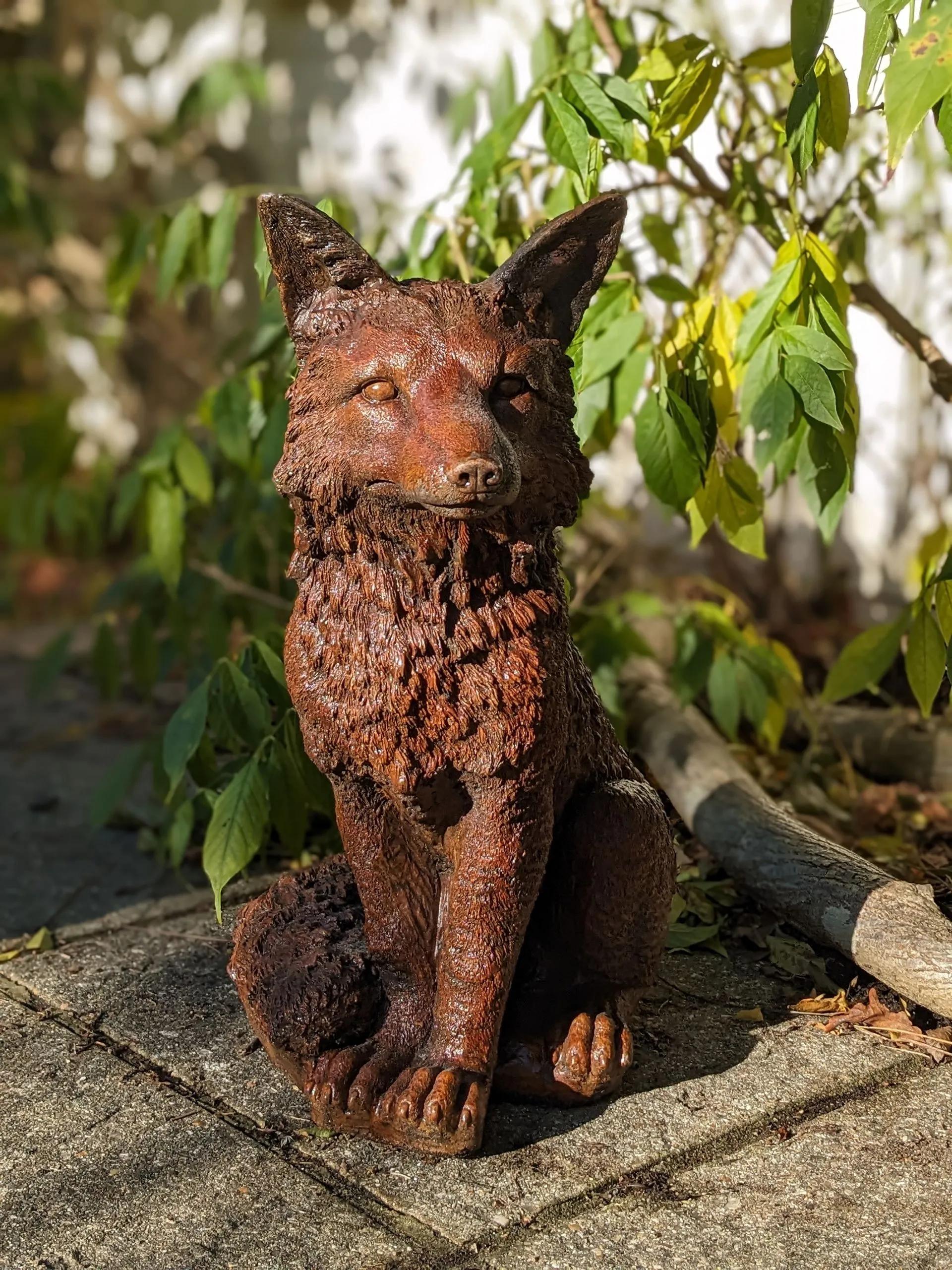 Woodland Fox Stone Garden Statue | Garden Statue Shop