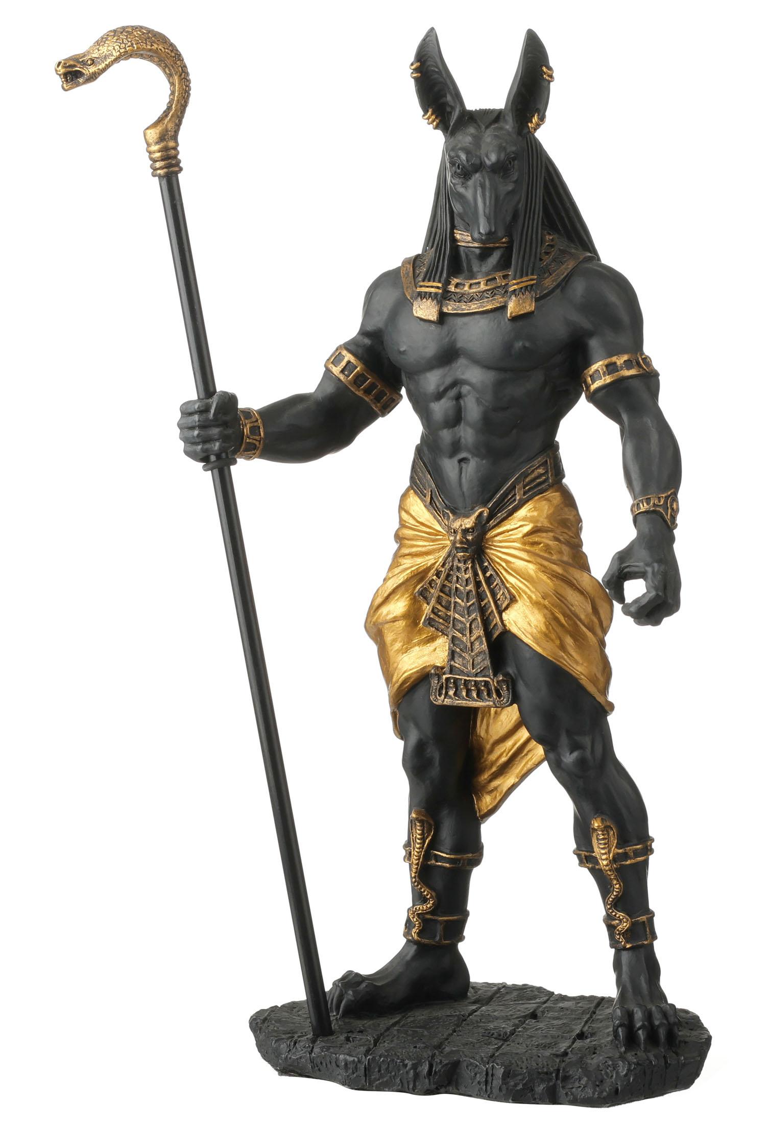 Anubis Holding Cobra Head Sceptre Figurine | Bronze Gifts