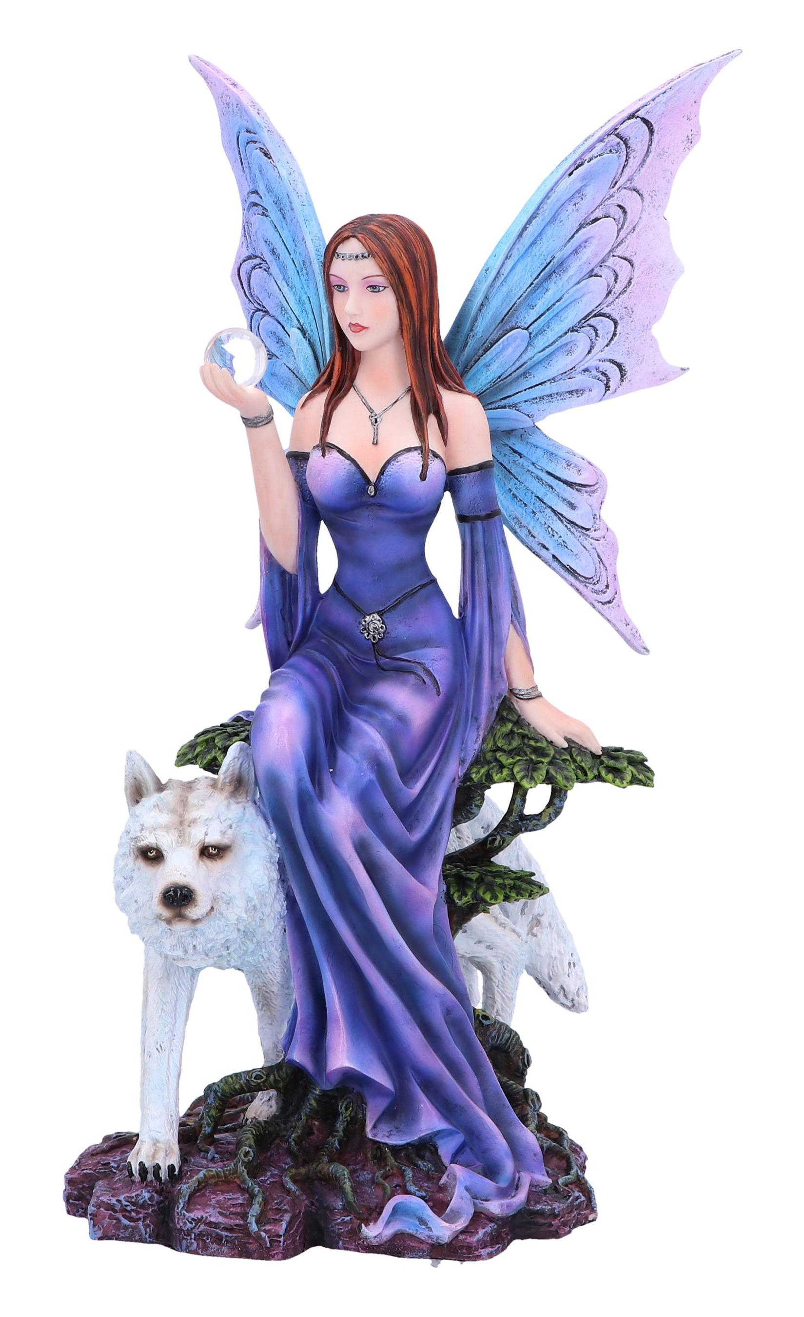 Alessandra Fairy with Wolf Large Statue | Gothic Gifts