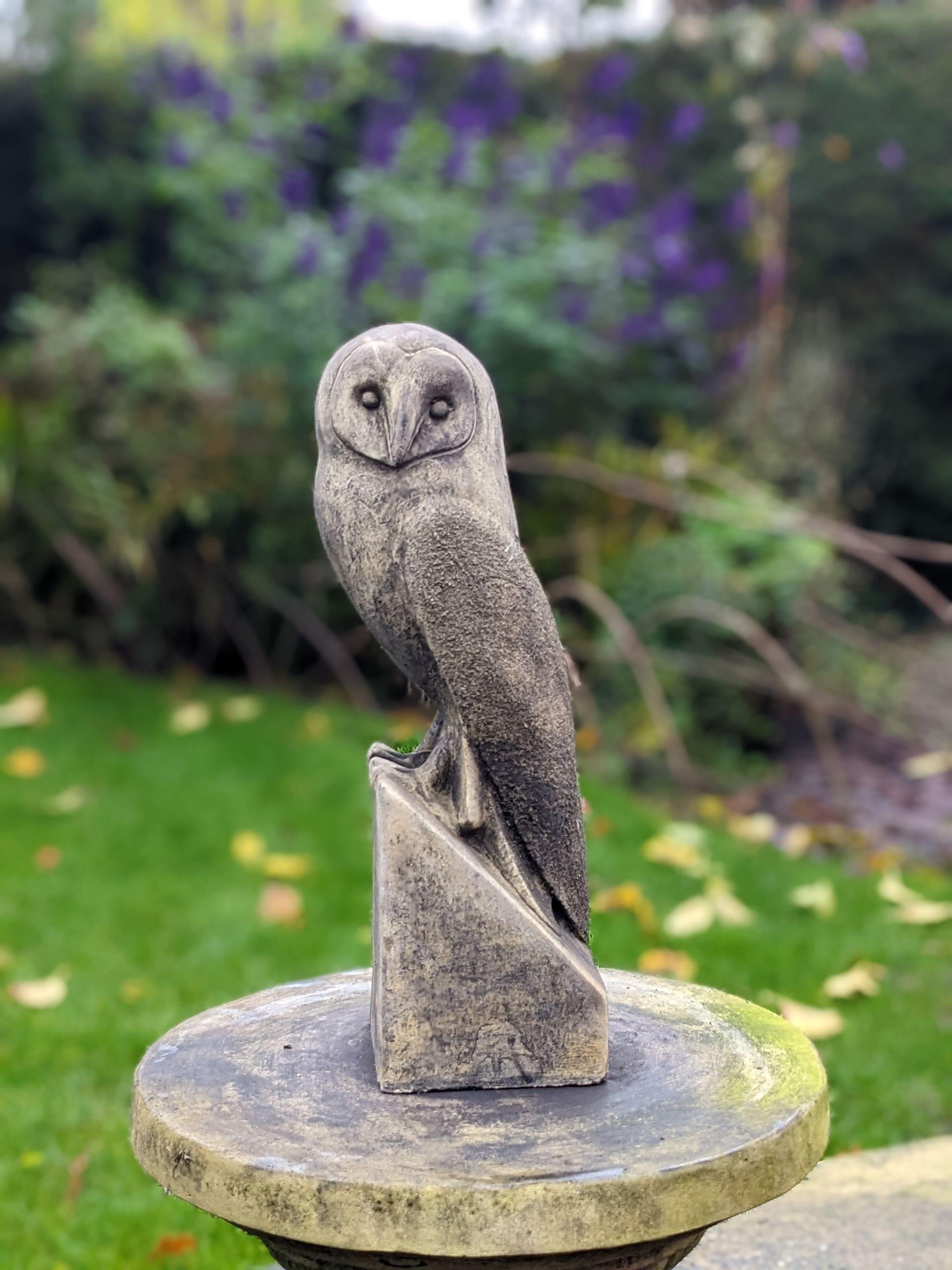 Snowy Owl Stone Sculpture | Garden Statue Shop