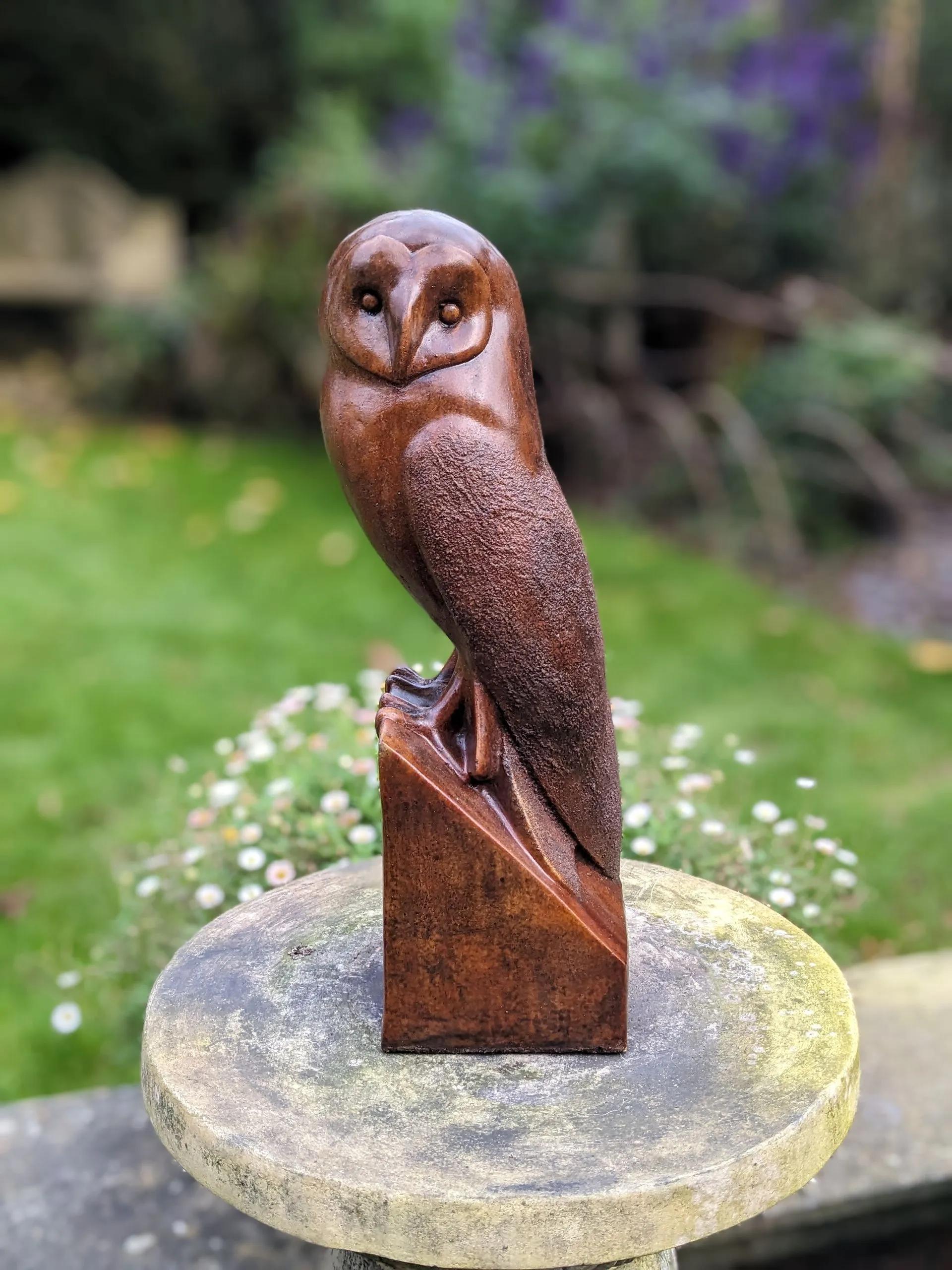 Snowy Owl Stone Sculpture | Garden Statue Shop