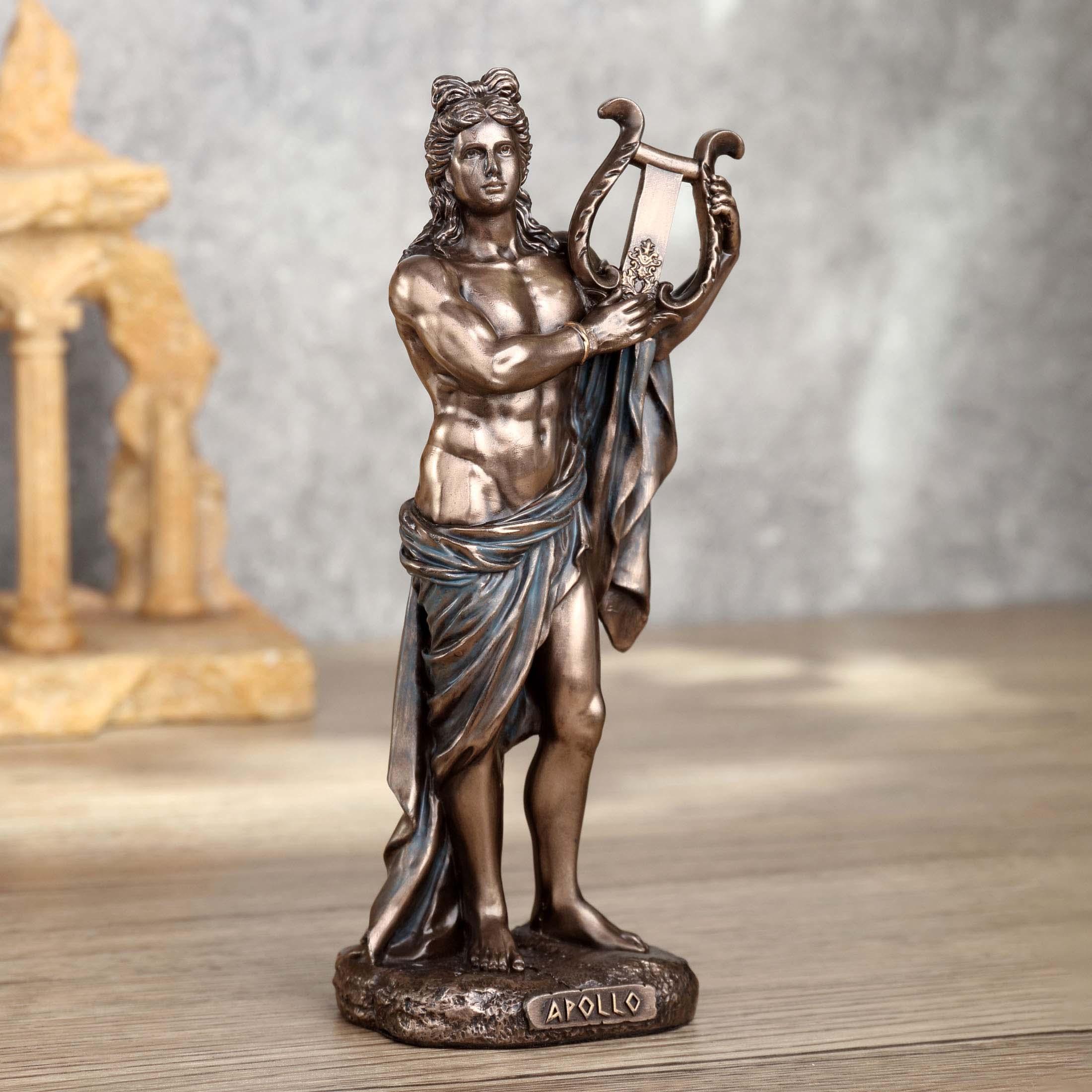 Greek God Apollo Playing Lyre Bronze Figurine (By Veronese) | Bronze Gifts