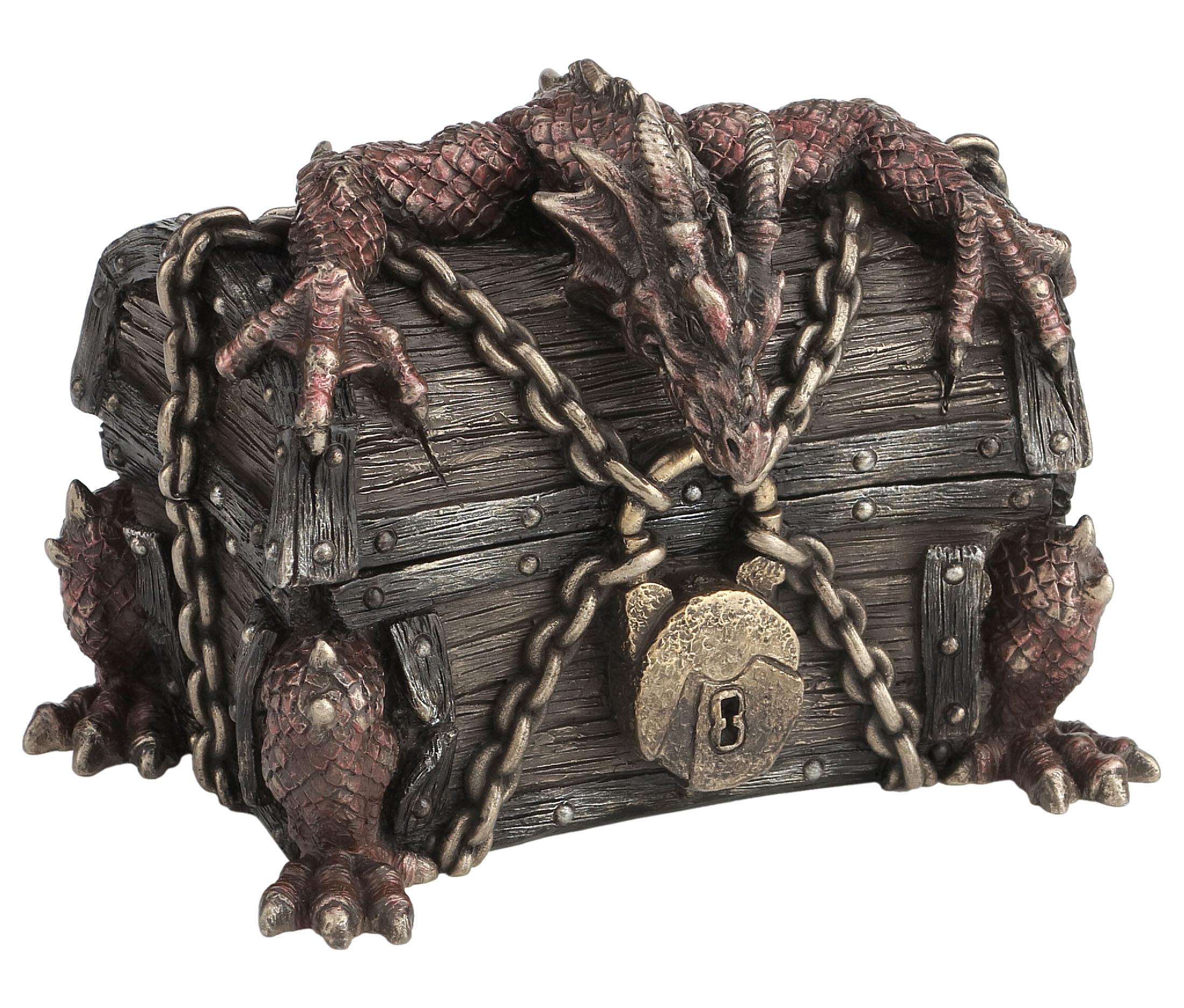 Dragon Chest Trinket Box Bronze Figurine (By Veronese) | Bronze Gifts