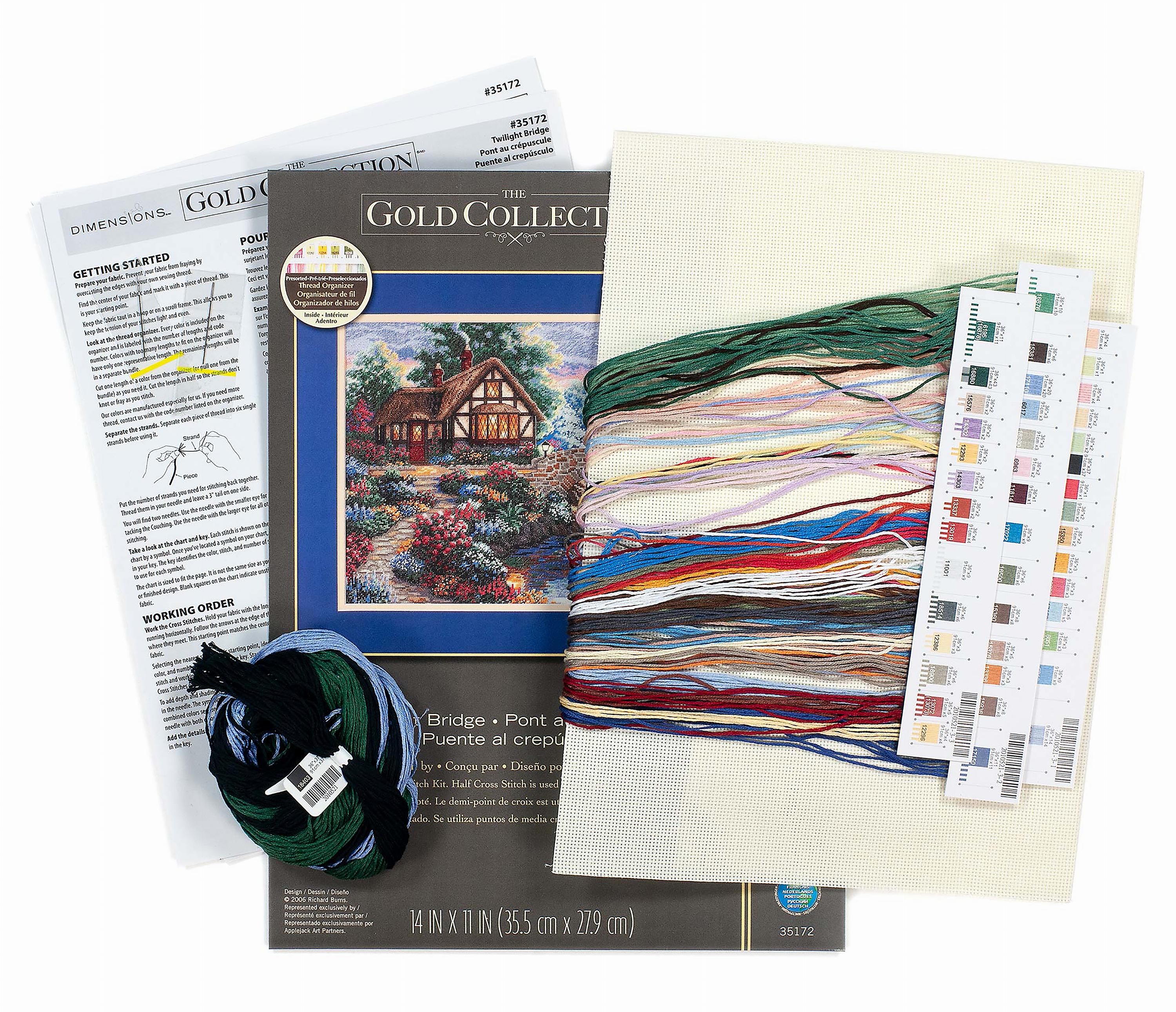 Twilight Bridge Cottage Scene - Counted Cross Stitch Kit | Stitch Shop