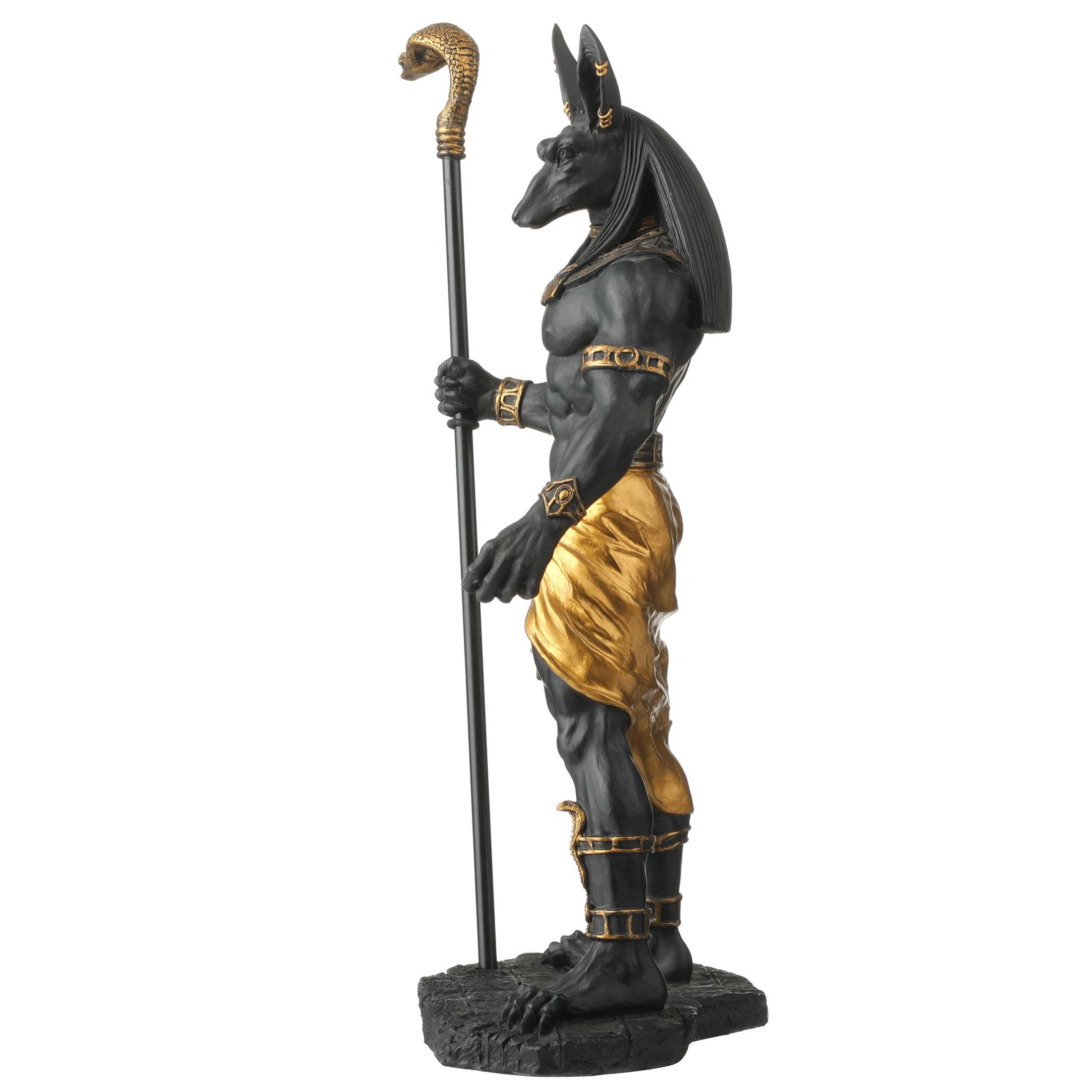 Anubis Holding Cobra Head Sceptre Figurine | Bronze Gifts