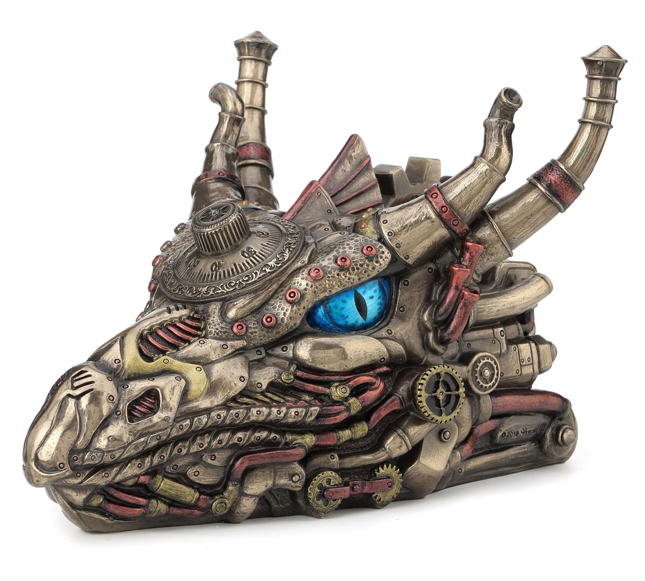 Steampunk Dragon Head Trinket Box Bronze Figurine (By Veronese ...