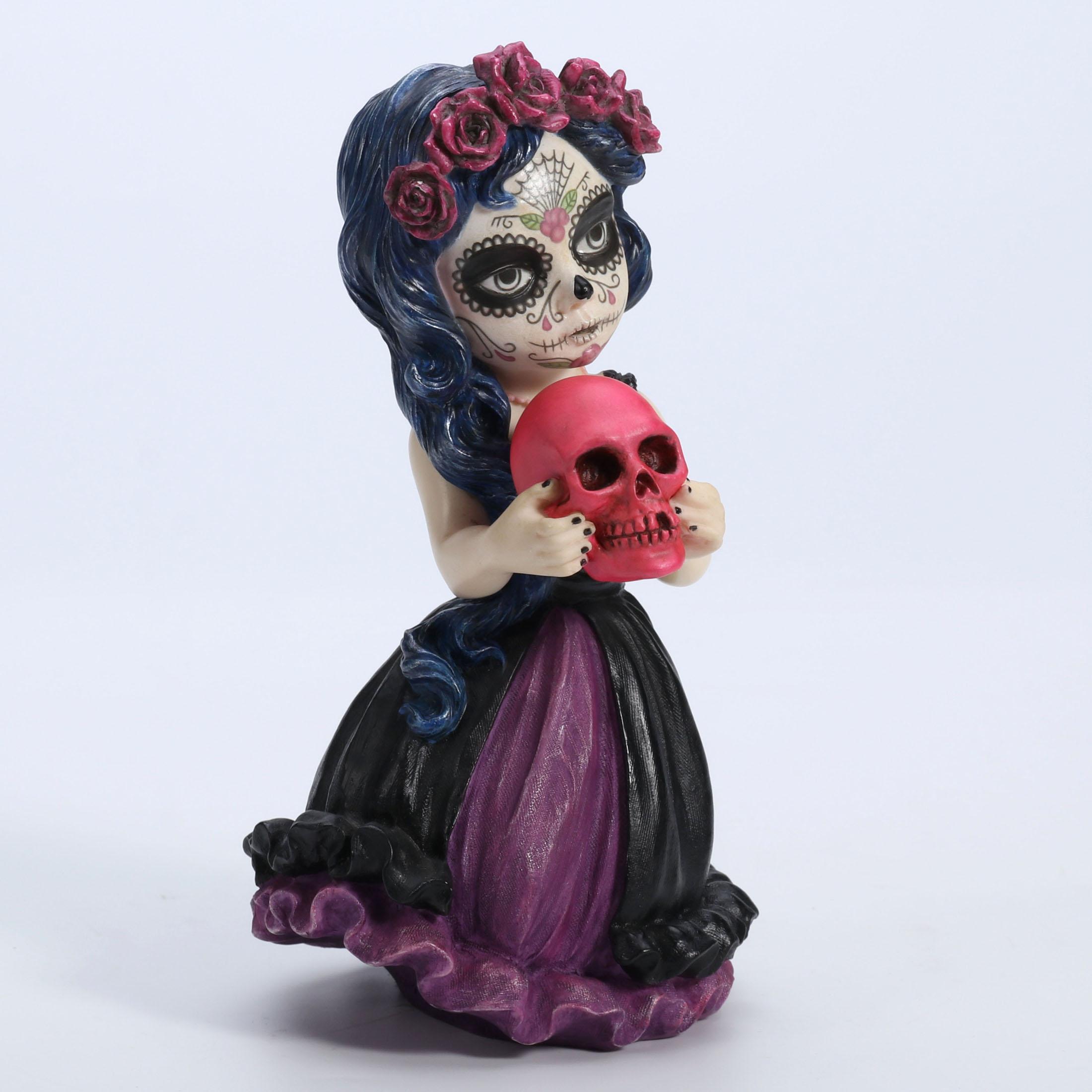 Cosplay Kids Day of the Dead Holding Pink Skull Figurine (By Veronese ...