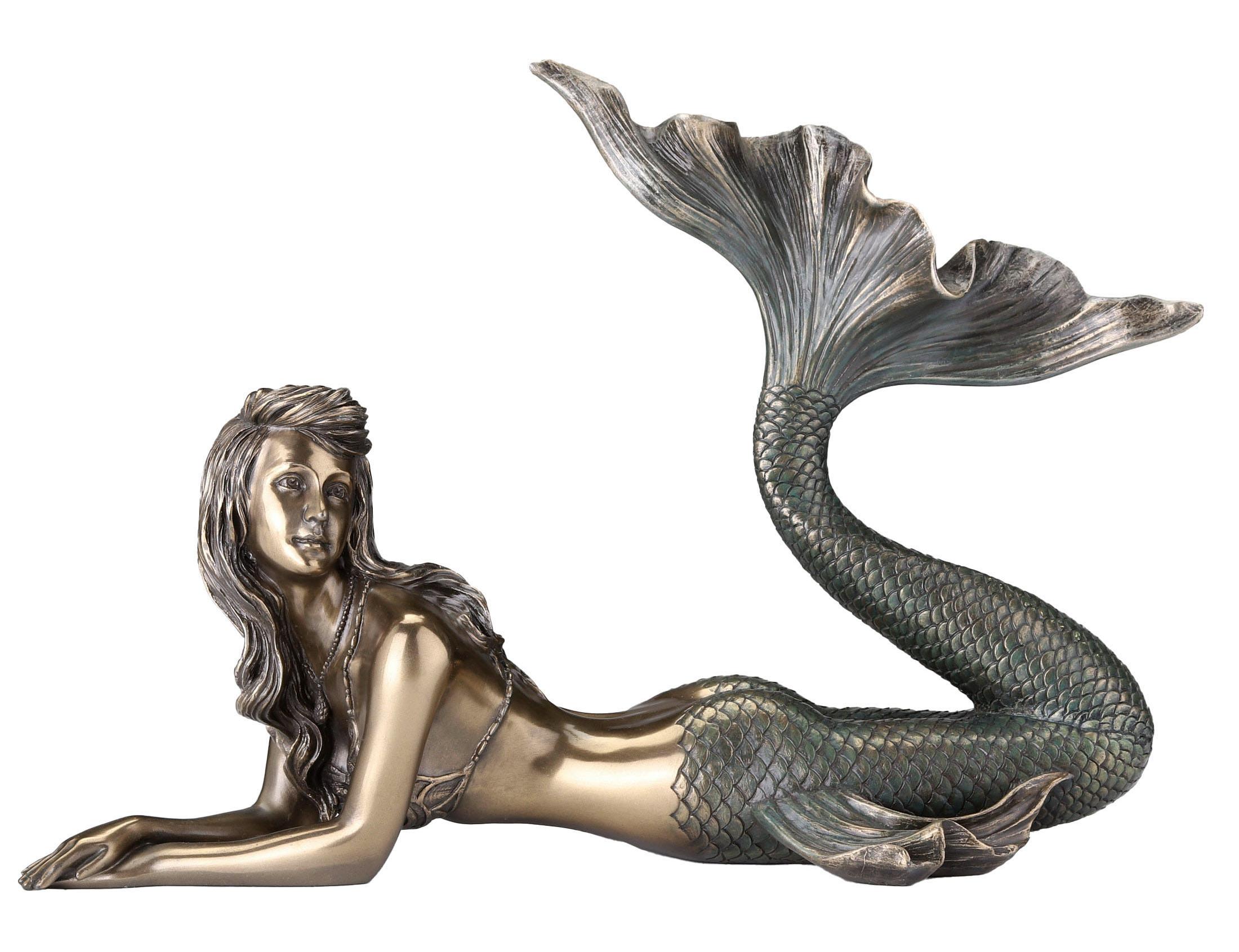 Mermaid Lying Down 11 Inch Bronze Figurine (By Veronese) | Bronze Gifts
