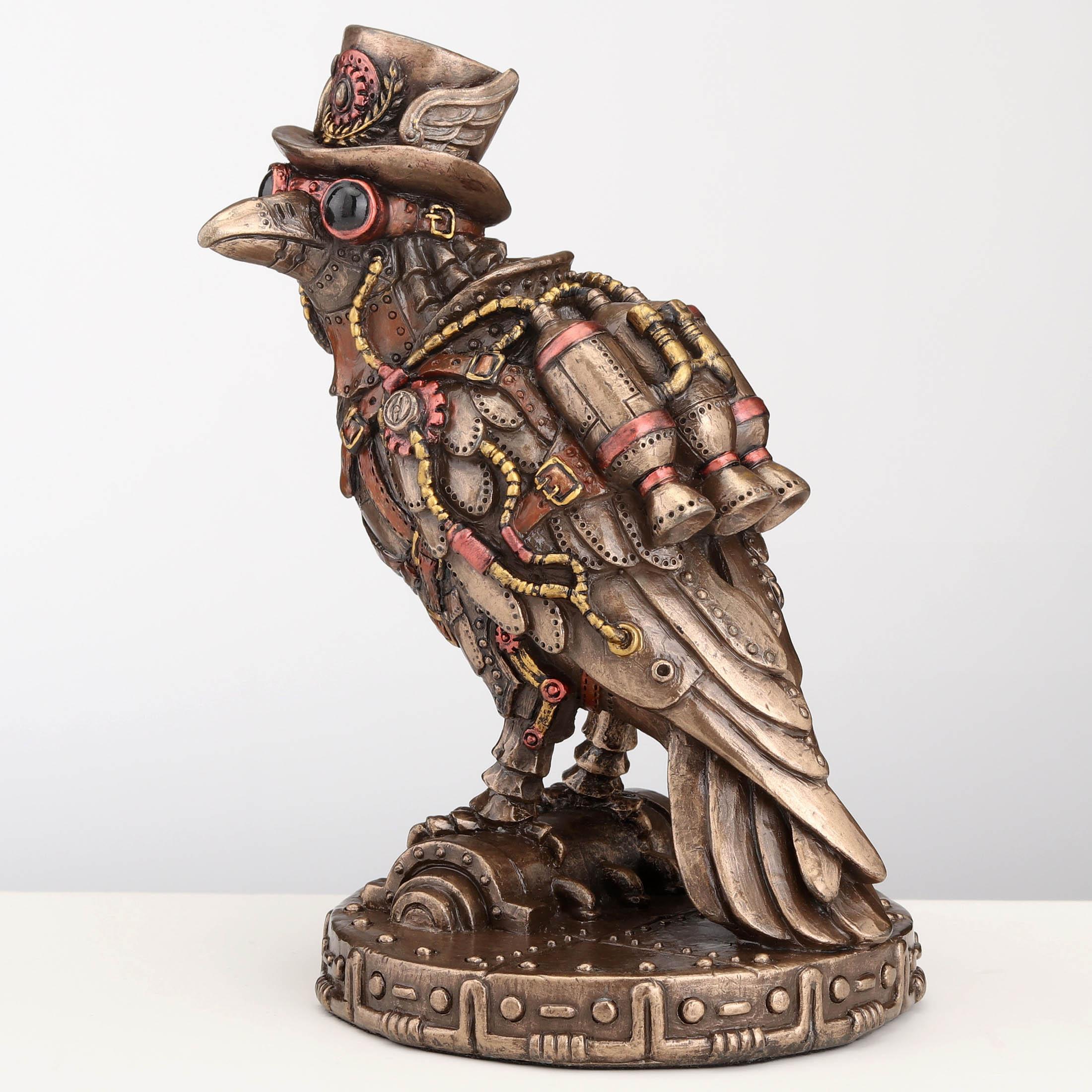 Steampunk Raven Rocket Fuel Bronze Figurine (By Veronese) | Gothic Gifts
