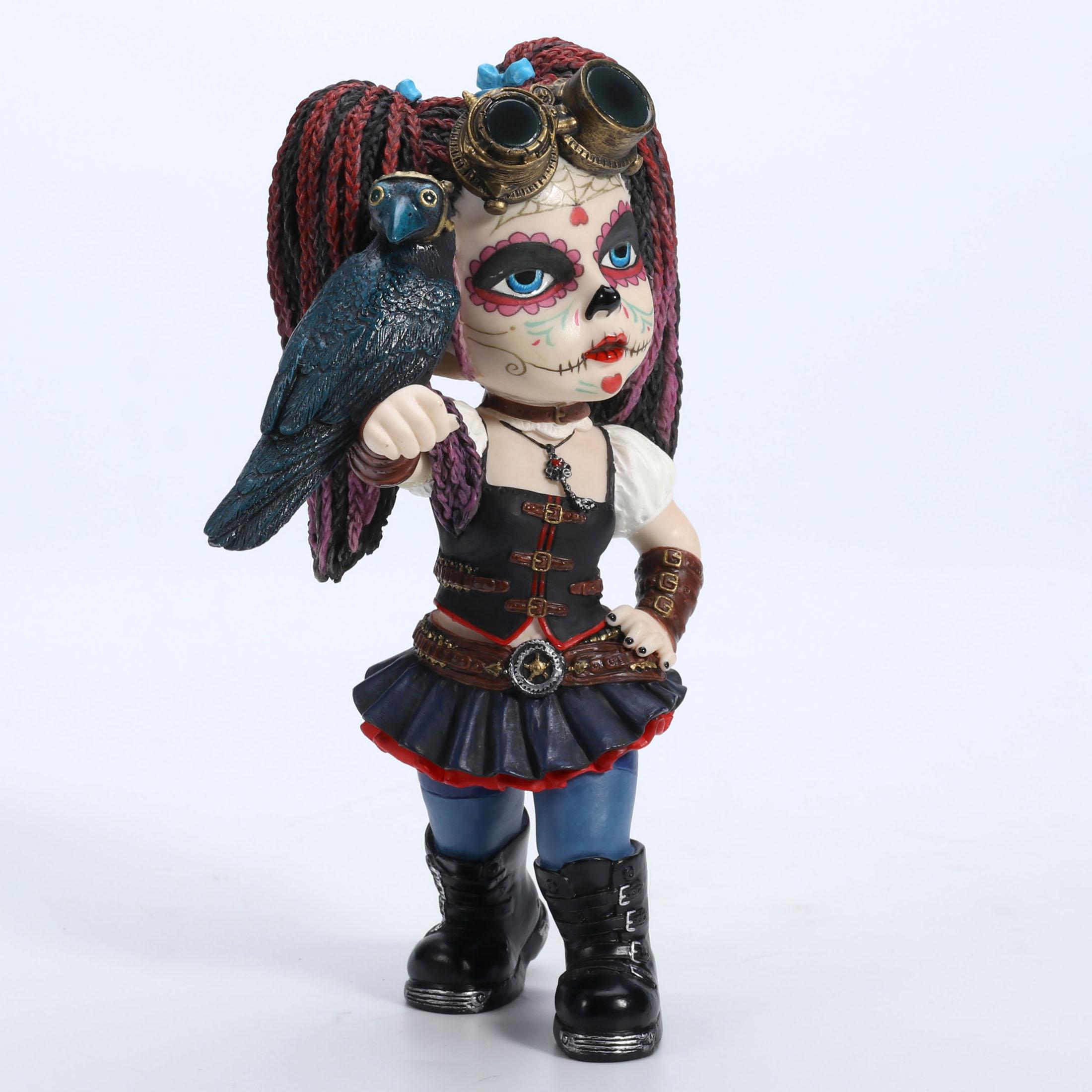 Cosplay Kid Steampunk Day of the Dead Kid Holding a Crow Figurine (By ...