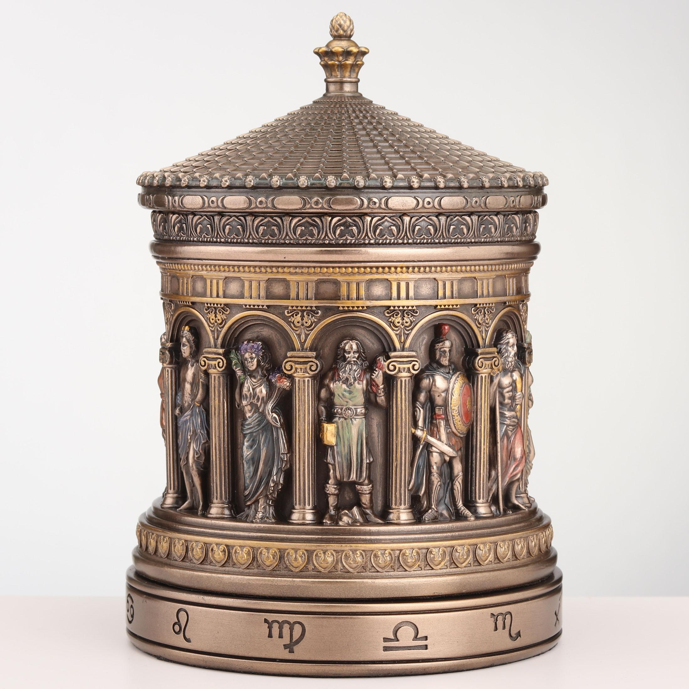 Greek Pantheon Zodiac Rotunda Rotating Bronze Trinket Box (By Veronese ...