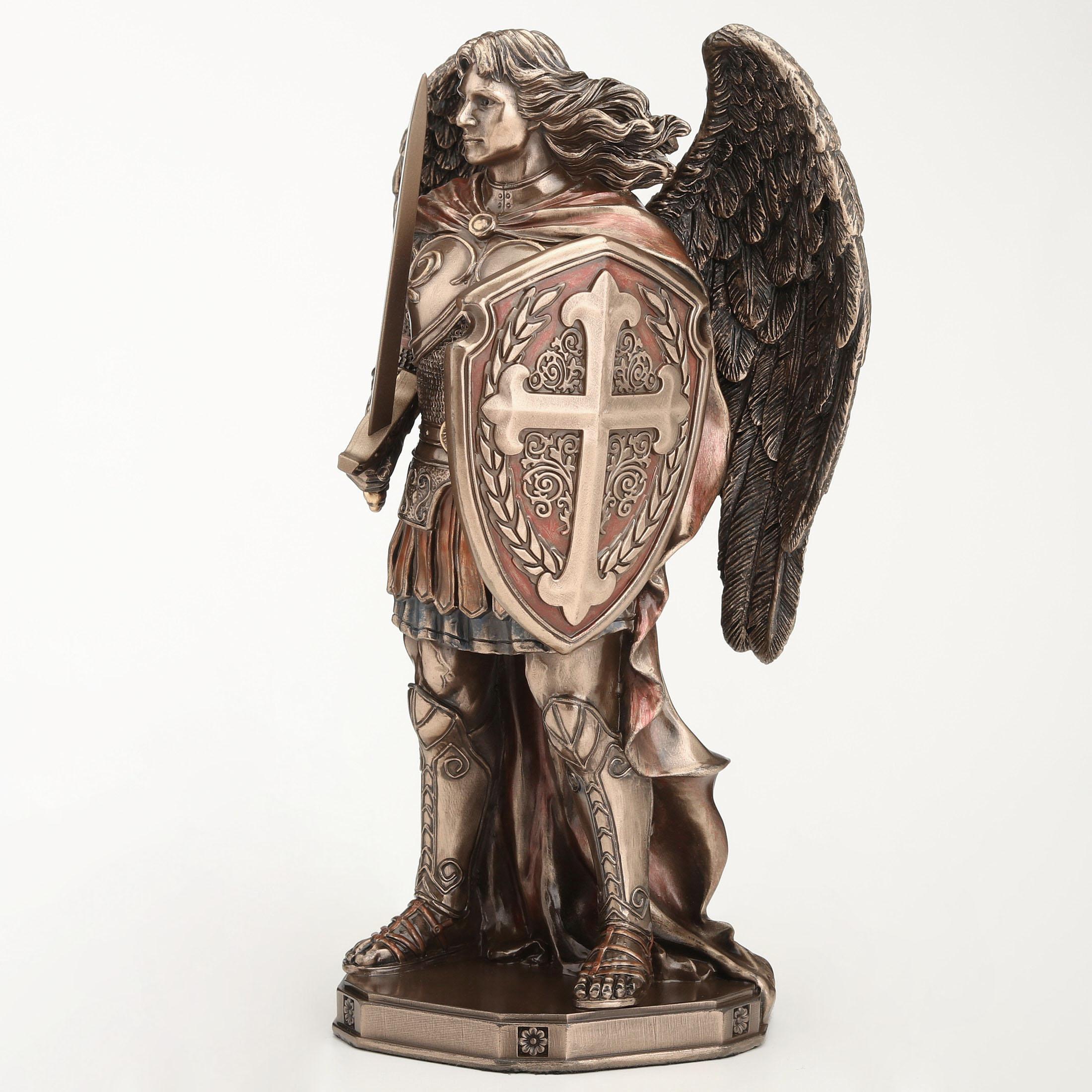 Archangel Saint Michael Wielding Sword and Shield - Bronze Figurine ...