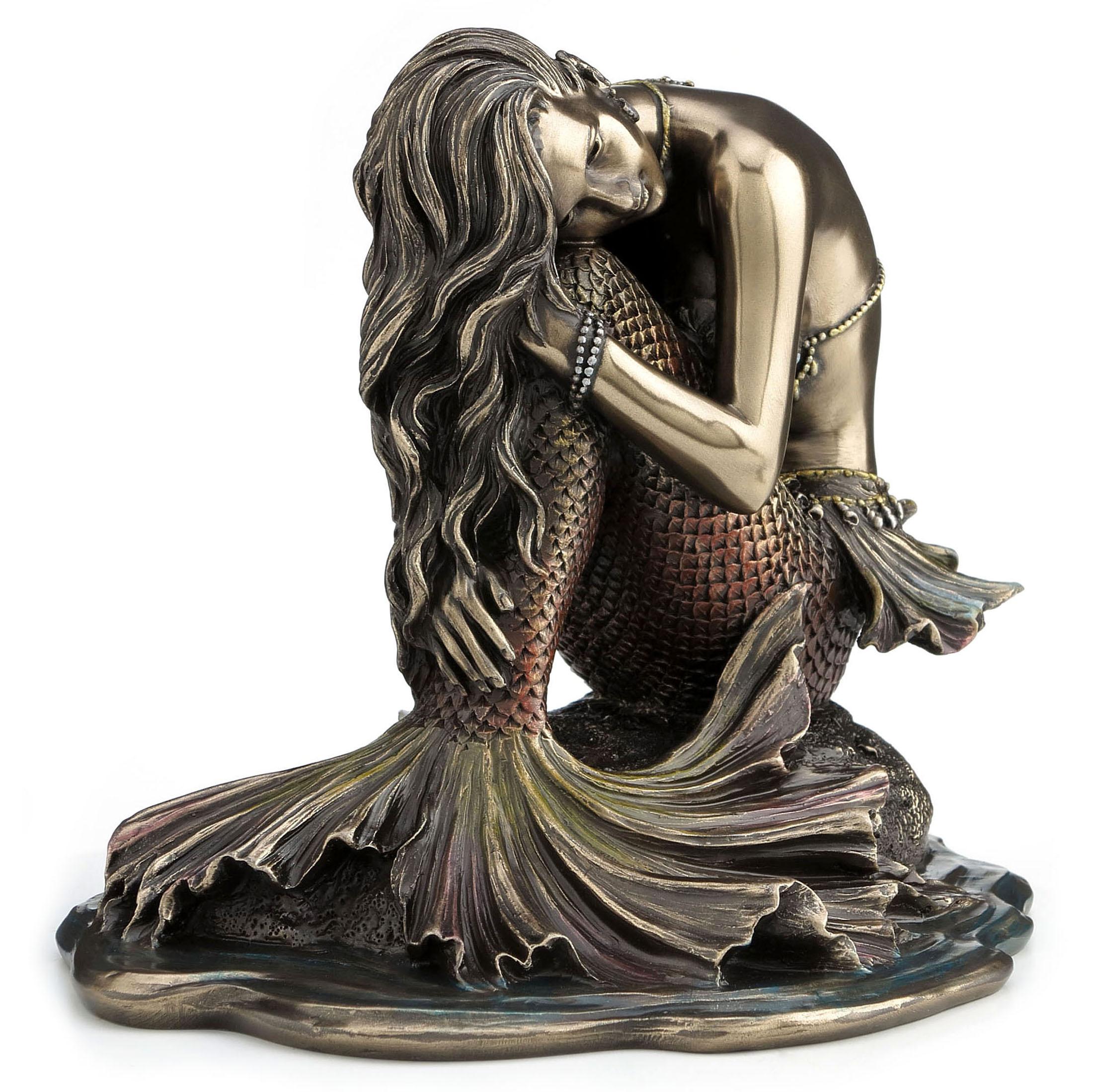 Mermaid Sitting On Rock Bronze Figurine (By Veronese) | Bronze Gifts