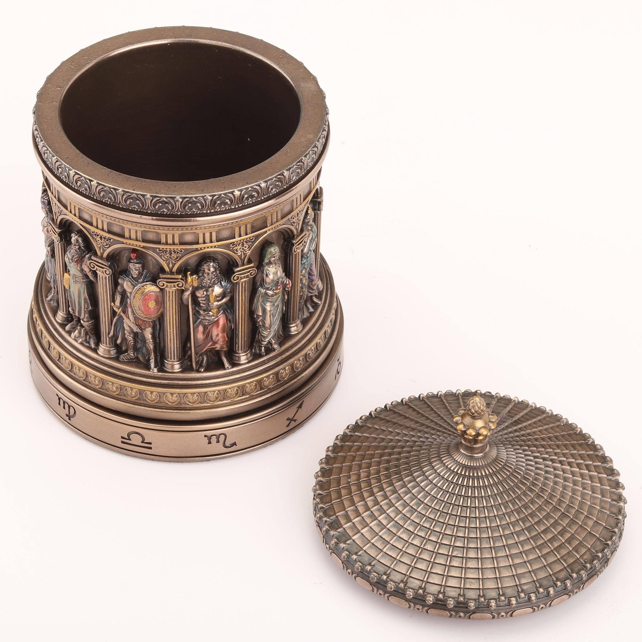 Greek Pantheon Zodiac Rotunda Rotating Bronze Trinket Box (By Veronese ...