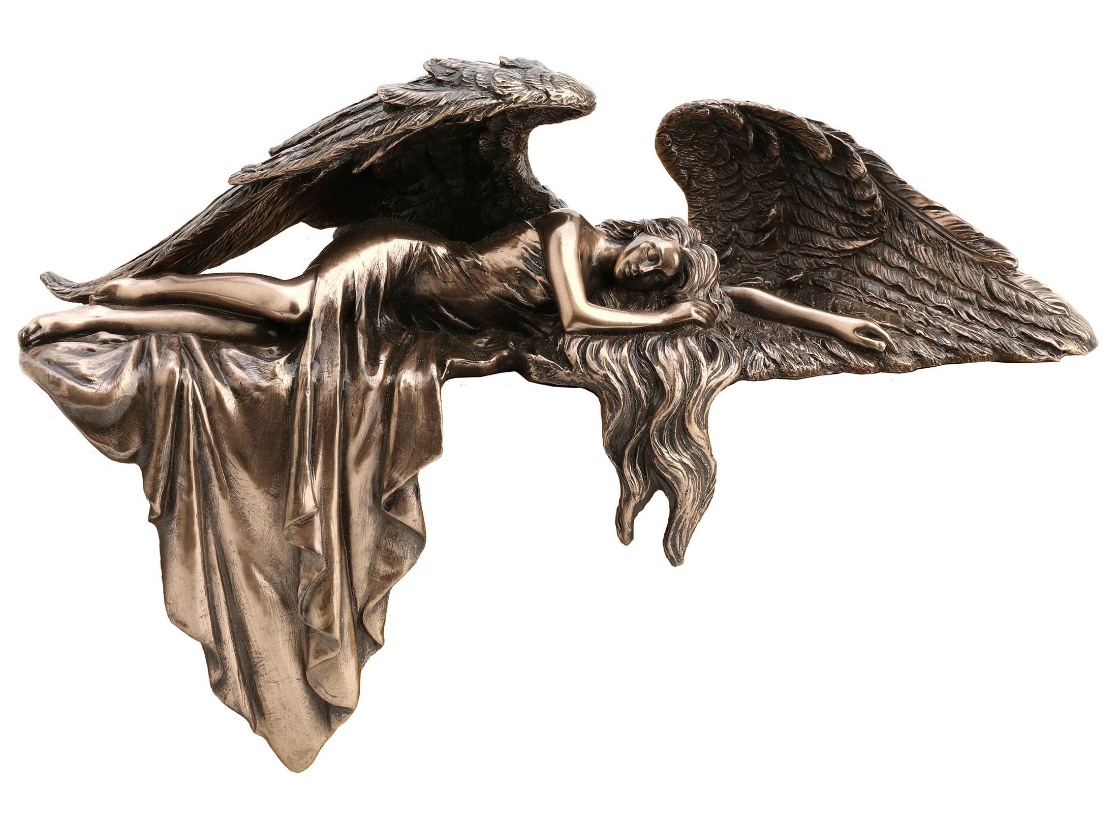 Guardian Angel Lying On Side Ledge Decor Bronze Figurine (By Veronese ...