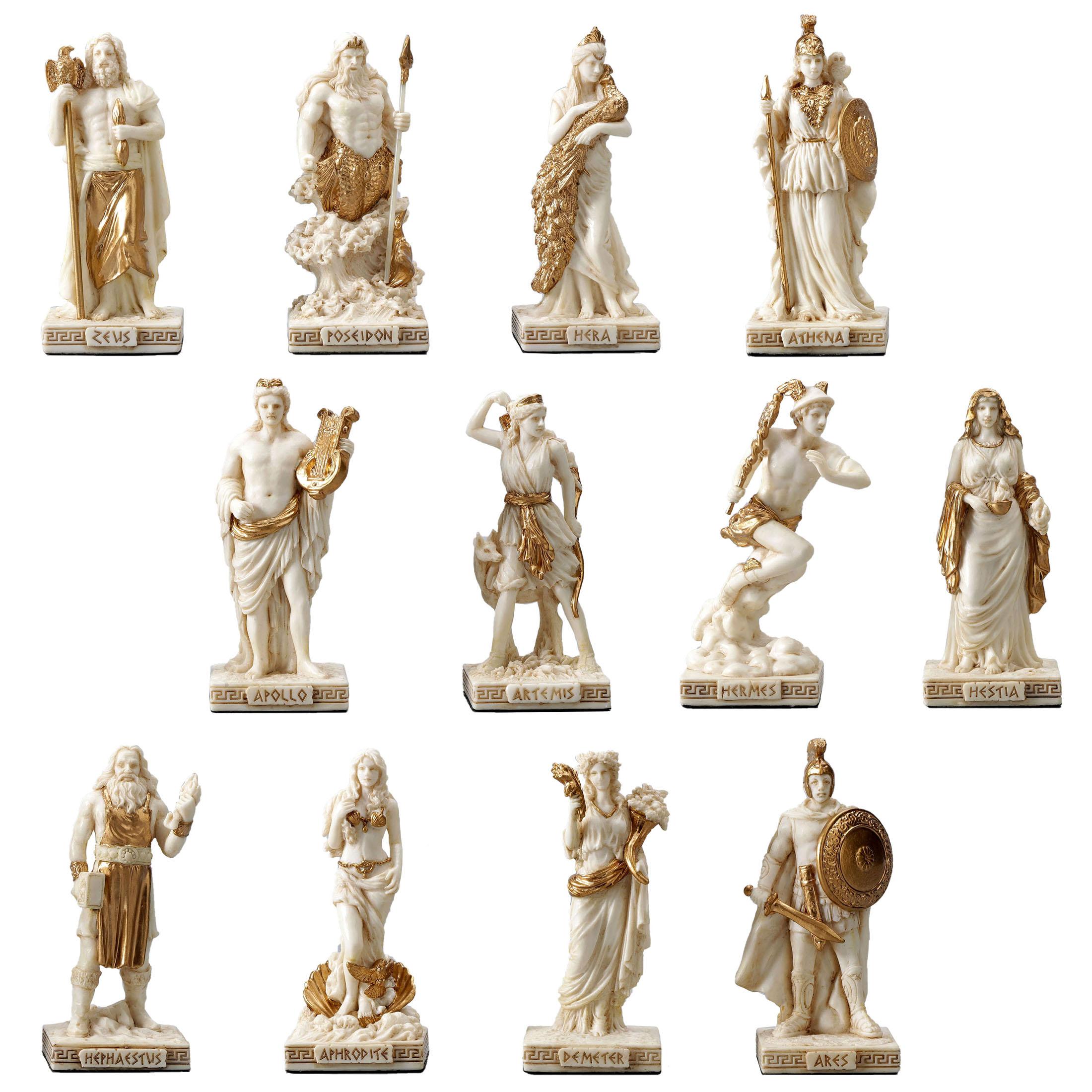 Greek Pantheon the Twelve Olympians Miniature Statue Set | Bronze Gifts