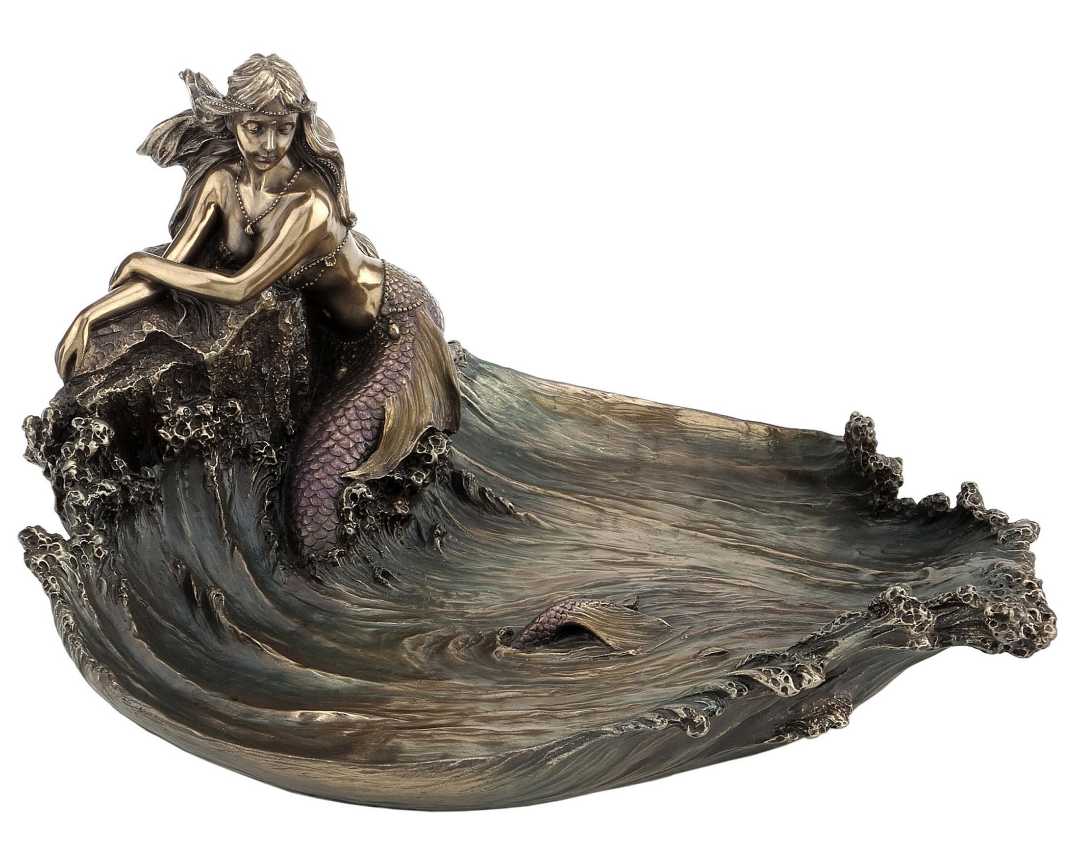 Mermaid Leaning On Rock Bronze Figurine (By Veronese) | Bronze Gifts