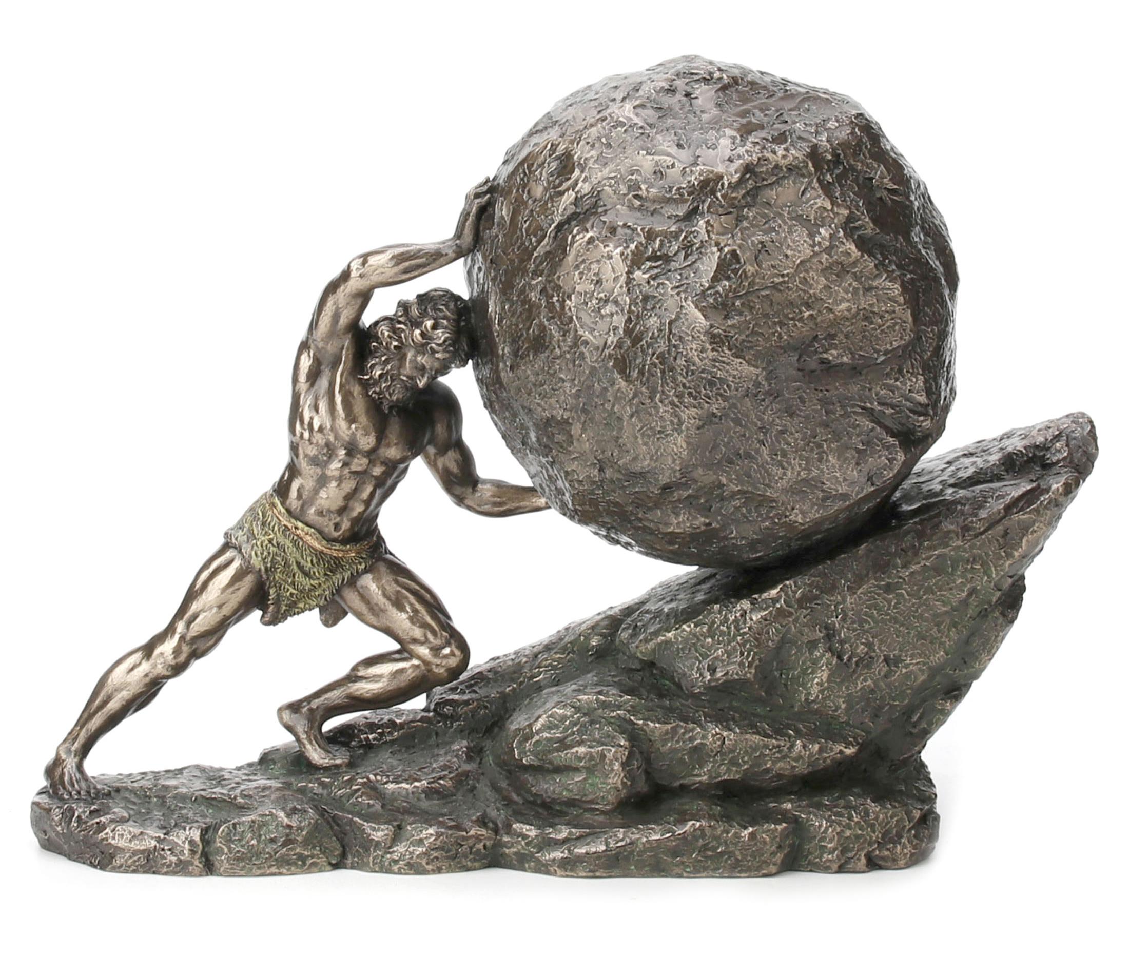 Sisyphus and the Eternal Boulder Bronze Figurine | Gothic Gifts