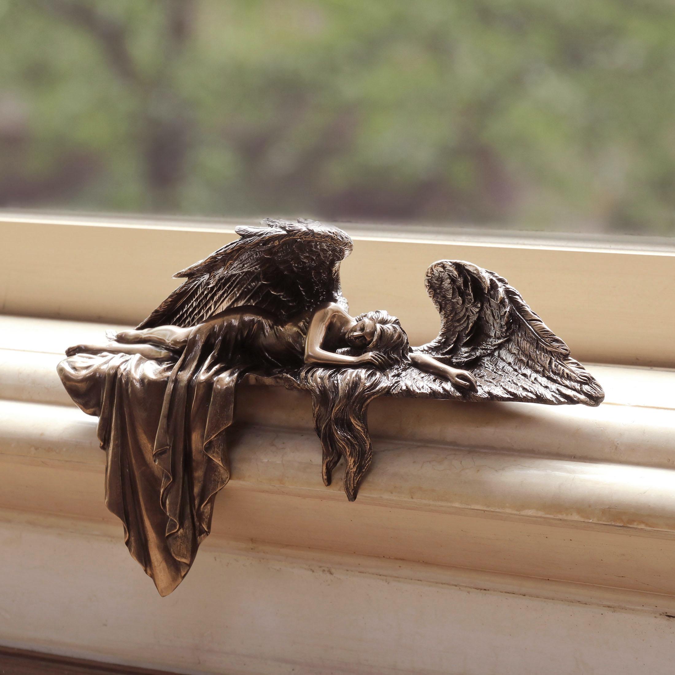 Guardian Angel Lying On Side Ledge Decor Bronze Figurine (By Veronese ...