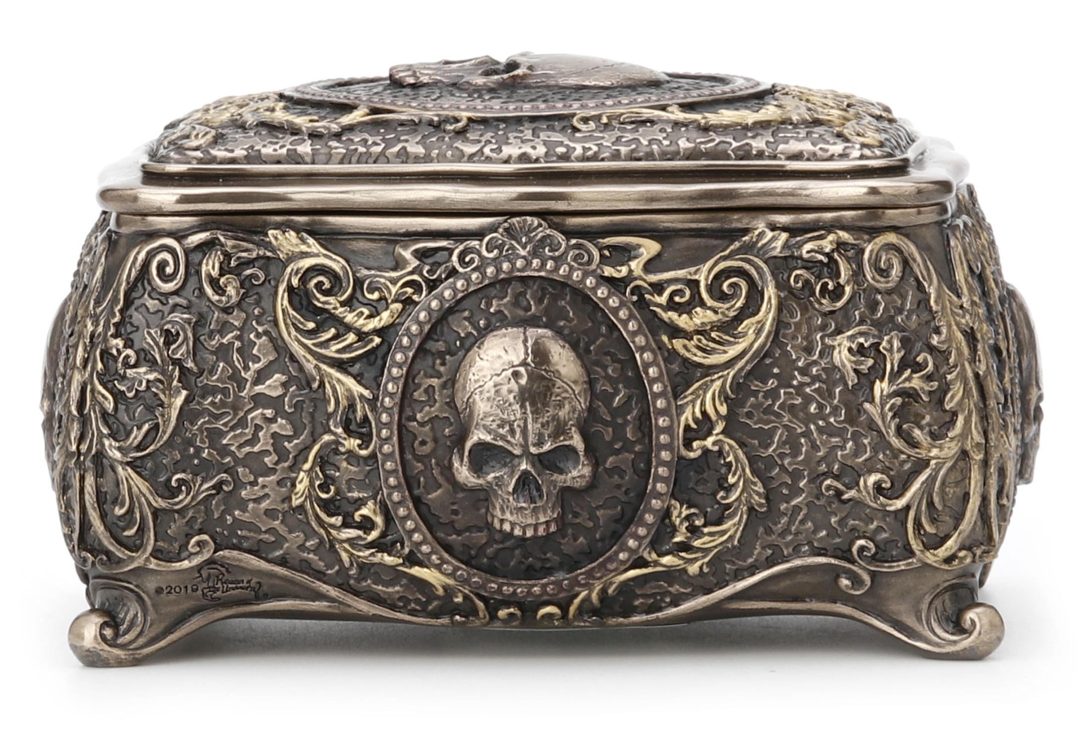 Skull Brooch Bronze Trinket Box (By Veronese) | Bronze Gifts
