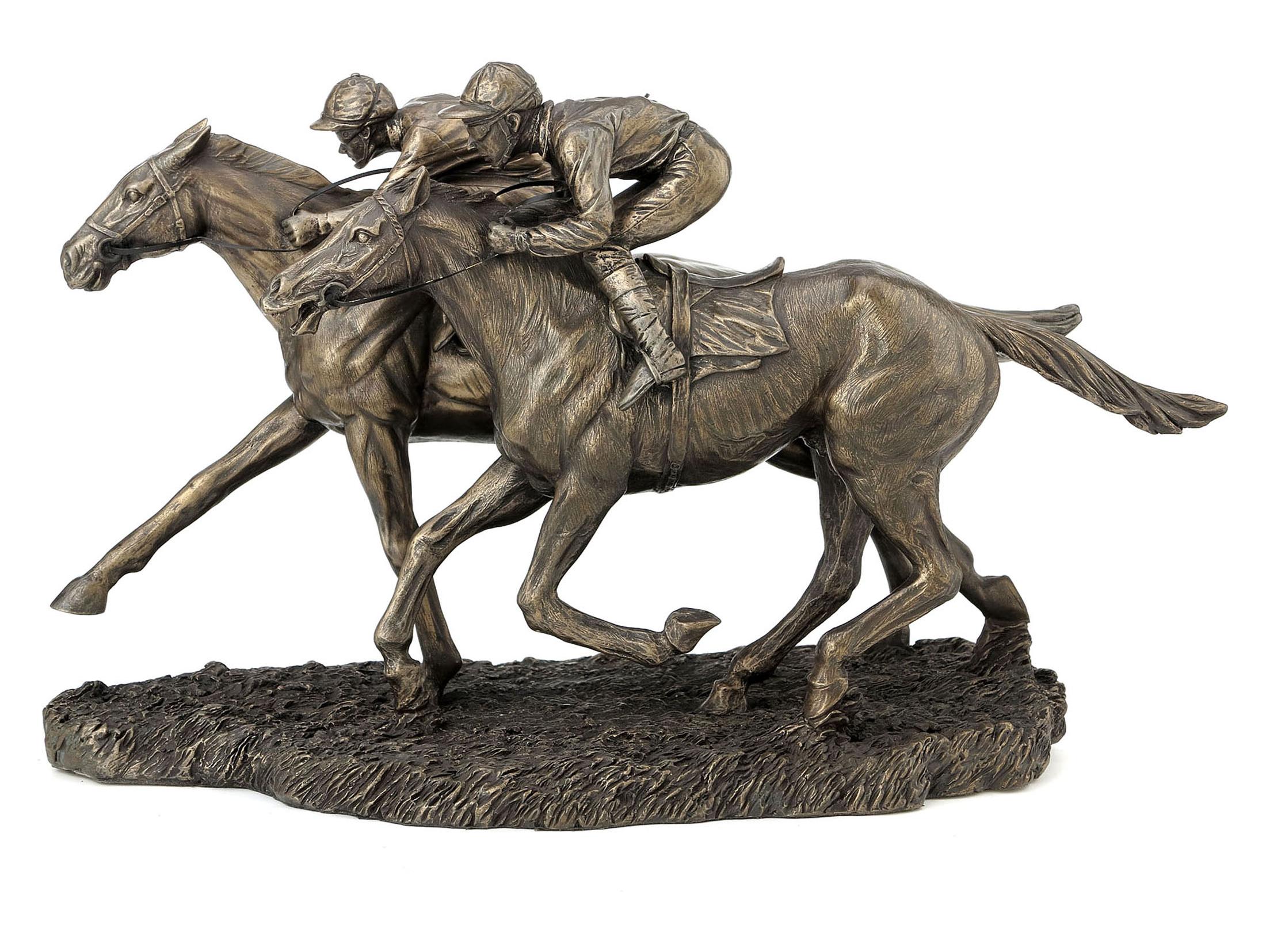 Two Jockeys Racing Bronze Figurine 32cm | Gothic Gifts