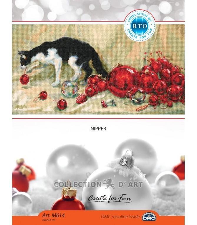 Cross-Stitch Kits Nipper - Cat with Christmas Balls | Stitch Shop