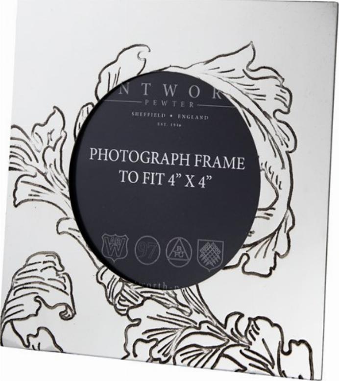 Acanthus Pattern Small Pewter 4"x4" Frame (Wentworth Pewter) | Bronze Gifts
