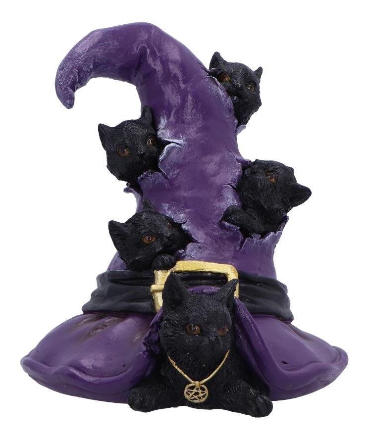 Magical Mischief Witch Hat and Black Cats Figurine 14cm | Gothic Gifts