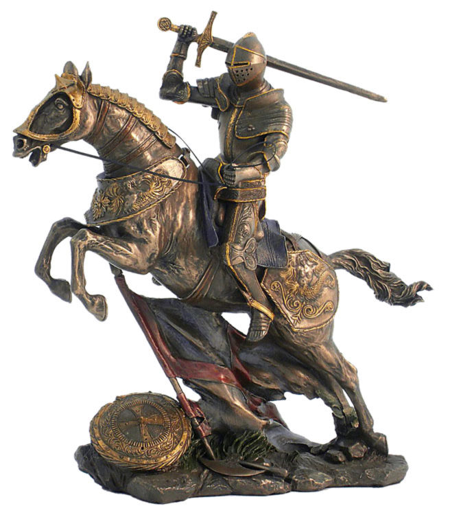 Mounted Knight Attacking Bronze Figurine | Bronze Gifts