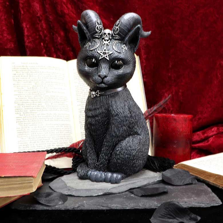 Horned Demon Cat Figurine Large Pawzuph | Gothic Gifts