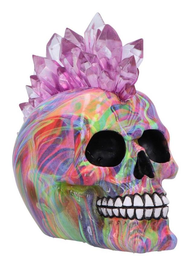 Psychedelic Crystal Skull with Light Up Mohawk | Gothic Gifts