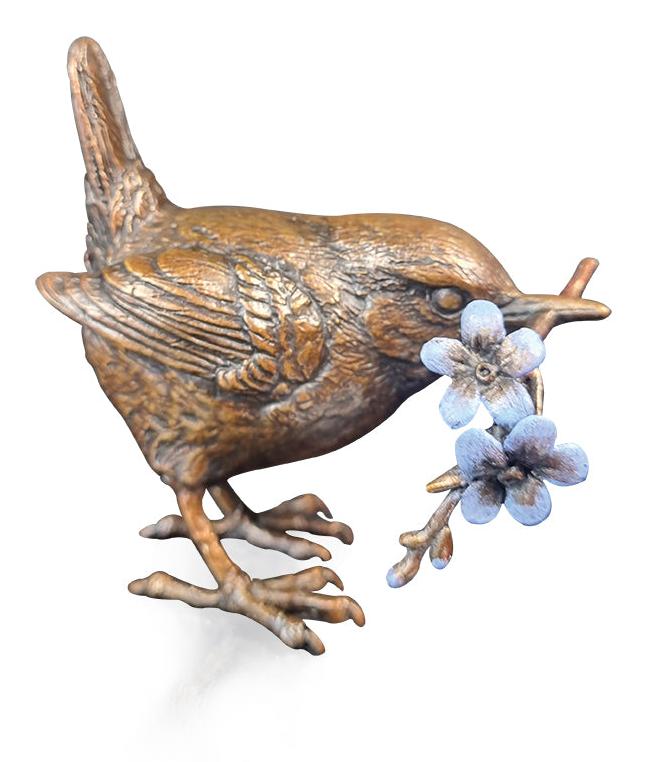 Wren with Forget-Me-Nots Bronze Sculpture by Keith Sherwin (Richard ...