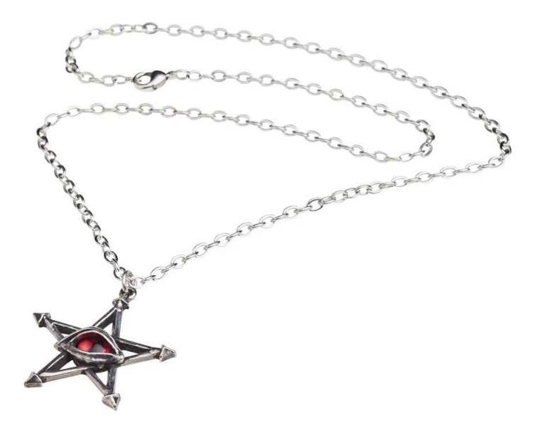 Red Curse Pentagram Star Pewter Pendant (P805) | Gothic Gifts