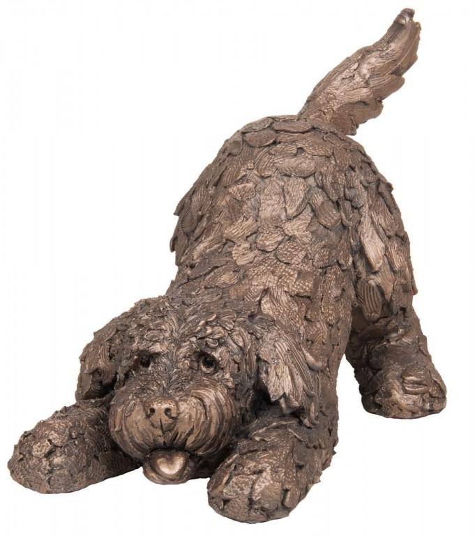 Barney the Cockapoo Playing Bronze Sculpture (Frith) 25 Cm | Bronze Gifts