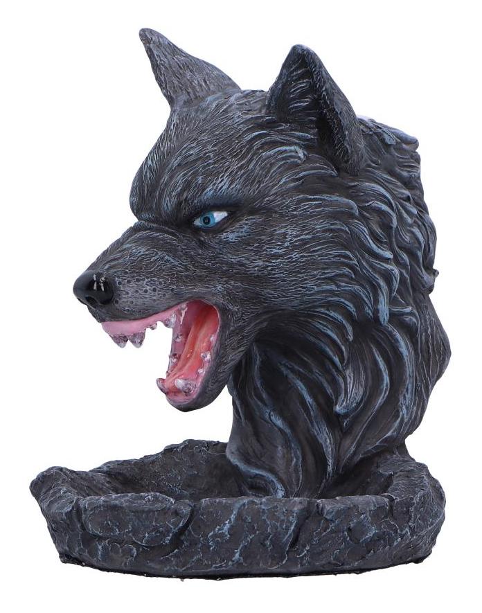 Dark Wolf Head Backflow Incense Burner 11.5cm | Gothic Gifts