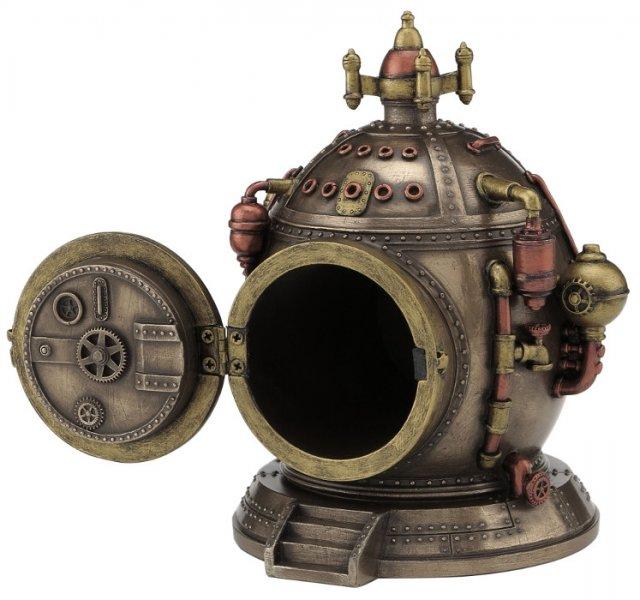 Steampunk Time Clock Bronze Figurine with Secret Compartment 15.5cm ...