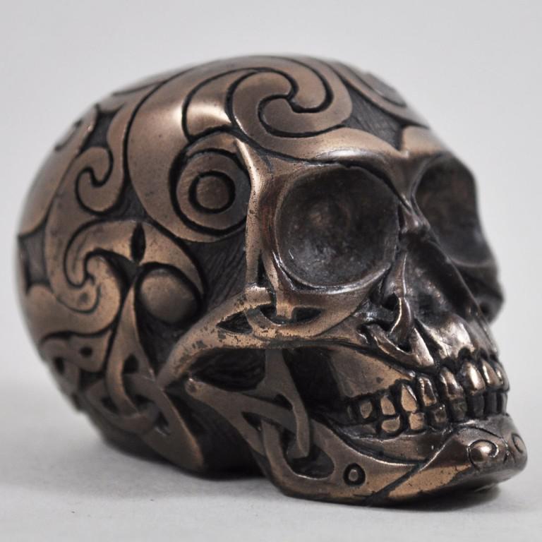 Bronze Celtic Design Small Skull | Gothic Gifts