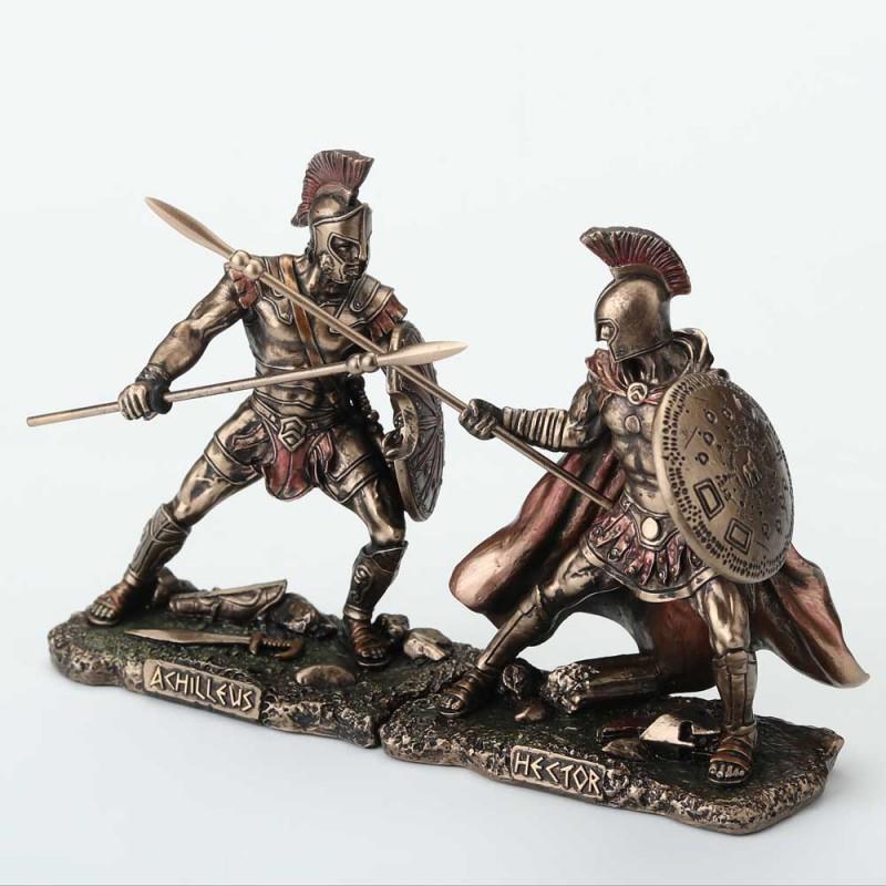 Hector Fighting Achilles Two Miniature Bronze Figurines - Greek Heroes ...